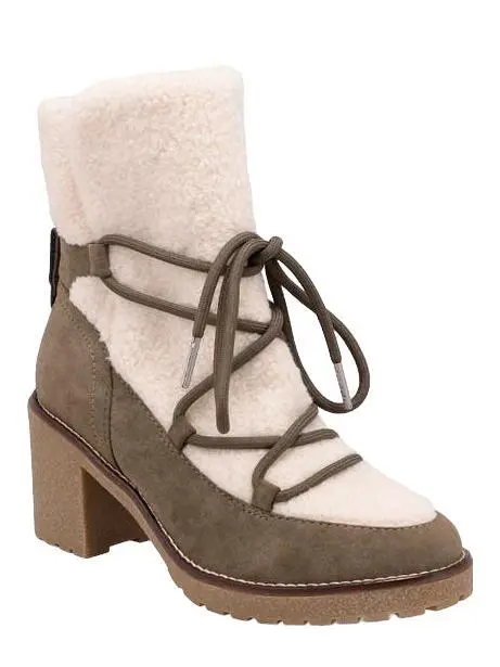 Mia Holiday Faux Shearling Bootie - Khaki/ Off White