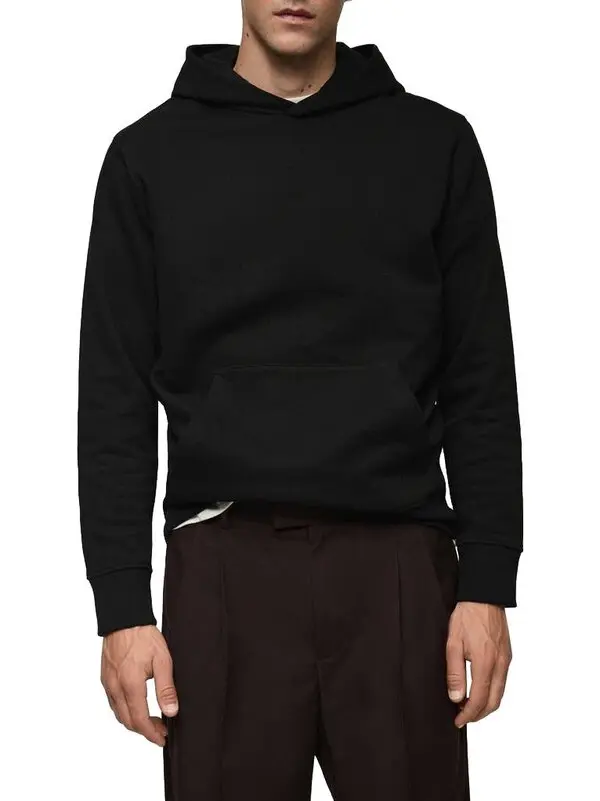 Mango Cotton-blend Pullover Hoodie - Black