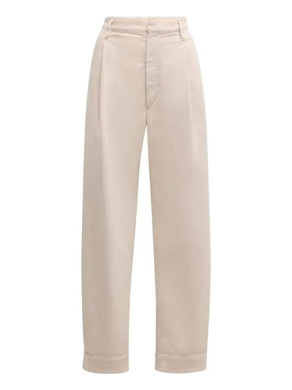 Brunello Cucinelli Pleated Ankle Pants With Monili Detail - Cream