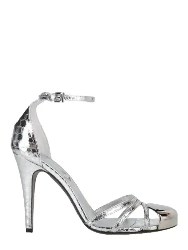 Zadig&Voltaire Leather Ankle Strap Sandals - Silver