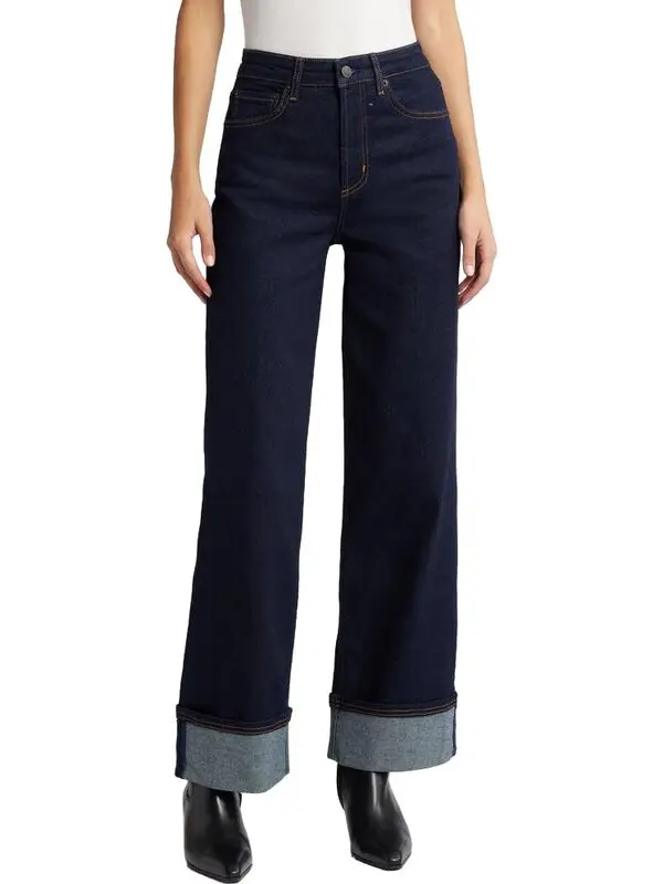 Rails Getty High-waist Wide Leg Jeans - Midnight Blues Cuffed