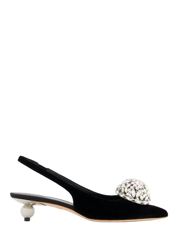 Giambattista Valli 35mm Crystal-embellished Slingback Pumps - Black