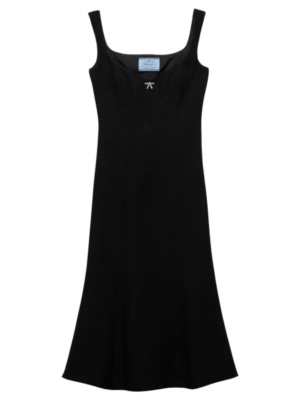Prada Embroidered Cady Sheath Dress - Black