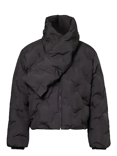 DAILY PAPER Ayan Wrap-collar Puffer Jacket - Jet Black