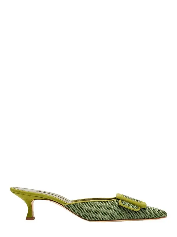 Manolo Blahnik Maysale Mule Pumps - Dark Green
