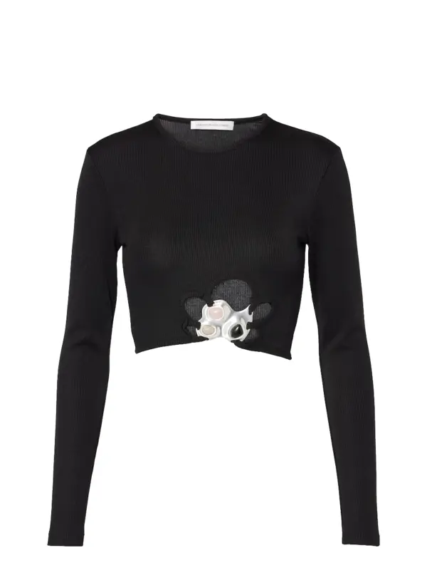 Christopher Esber Trio Stone Cropped Top - Black