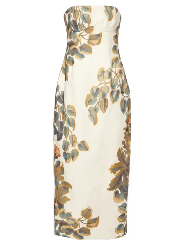 Sir The Label Evalita Floral Linen Bustier Dress - Beige