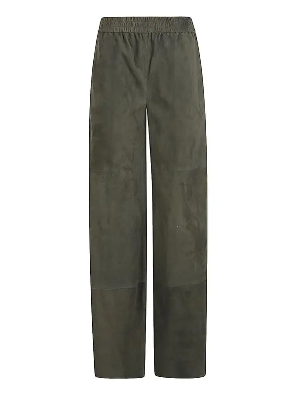 VIA MASINI 80 Suede Leather Trousers - Green