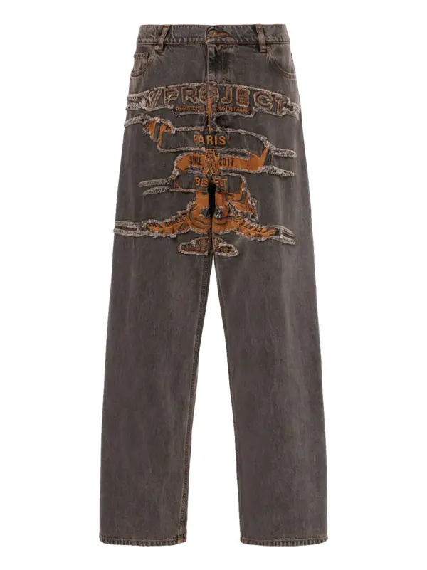 Y/project Distressed Straight-leg Jeans - Grey