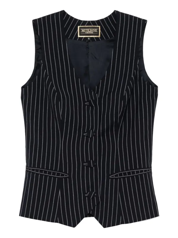 MITILIANE COUTURE Pinstriped Vest - Blue