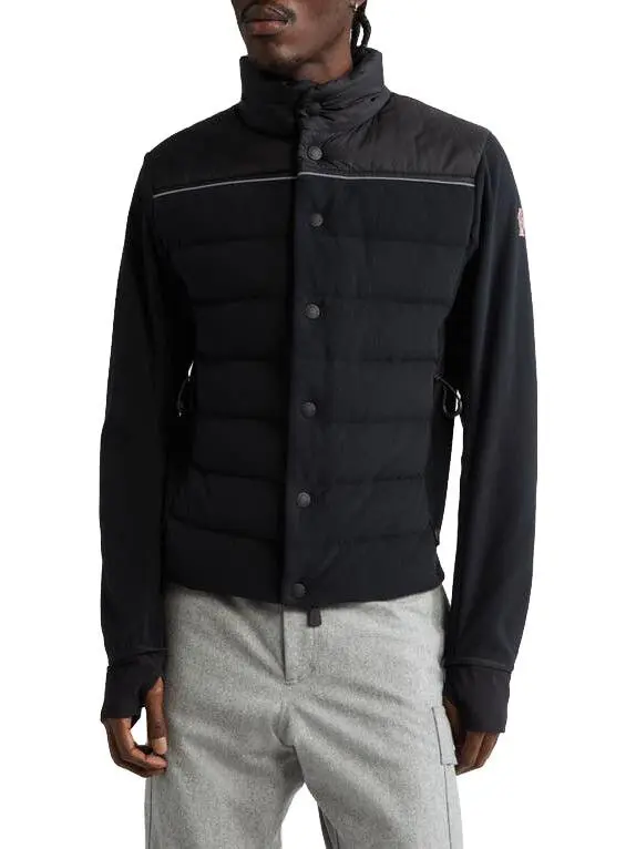 Moncler Mixed Media Quilted Zip-up Cardigan - Black