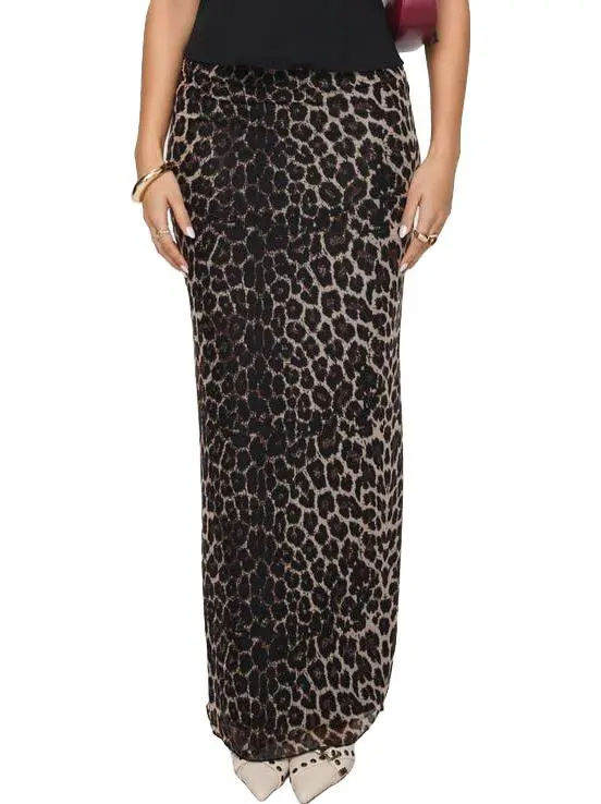 Princess Polly Ergo Leopard Print Maxi Skirt - Brown