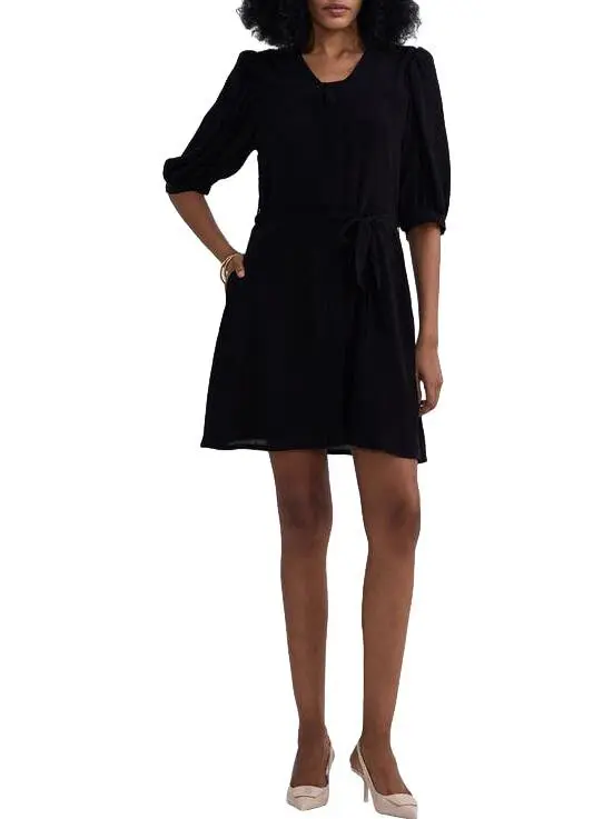 REISTOR Short Dress With Waist-tie - Black