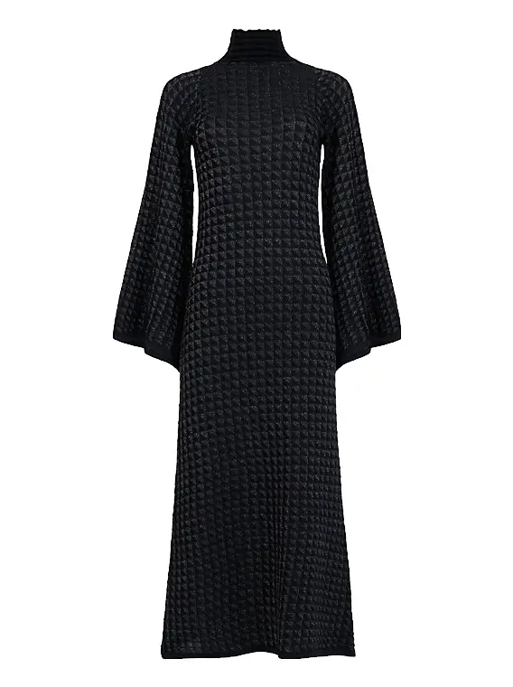 LEEM Metallic-yarn Knit Kaftan - Black