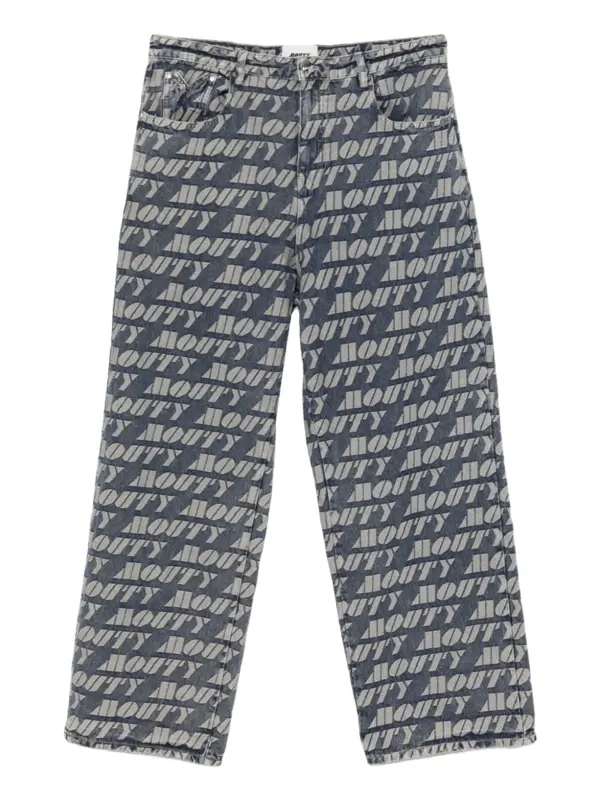 MOUTY Logo Jacquard Wide Leg Jeans - Blue