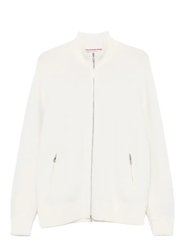 Brunello Cucinelli Ribbed-knit Cardigan - White