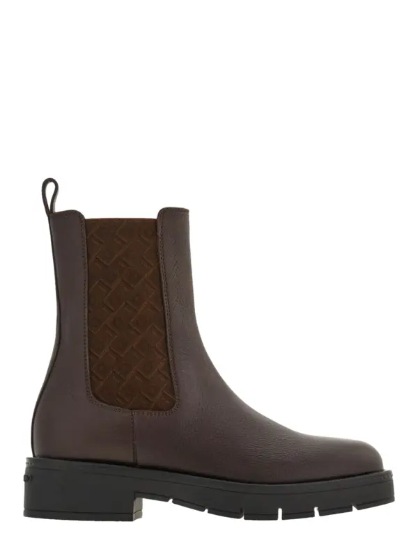 FERRAGAMO Leather Chelsea Boots - Brown