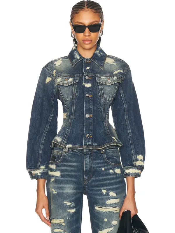 Marc Jacobs Fluted Denim Jacket - Punk Indigo