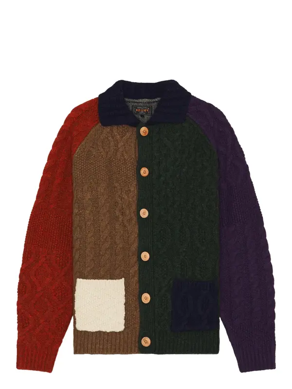 BEAMS Alan Patchwork Cardigan - Multi