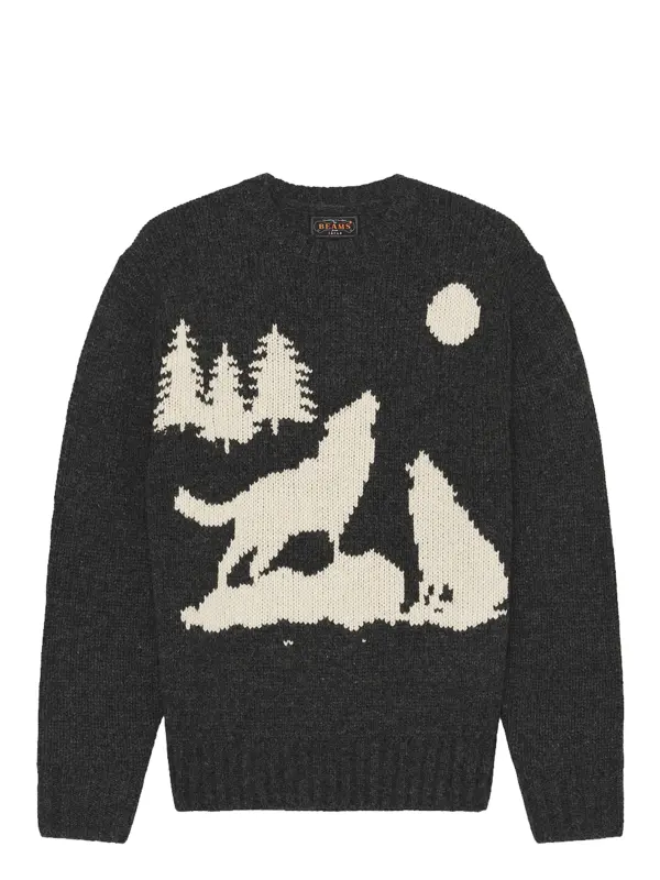 BEAMS Crew Intarsia 3g - Charcoal