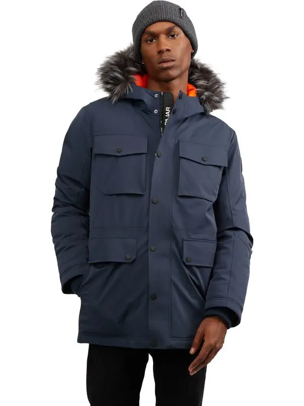 Pajar Soren Mid-length Parka With Faux Fur - Navy