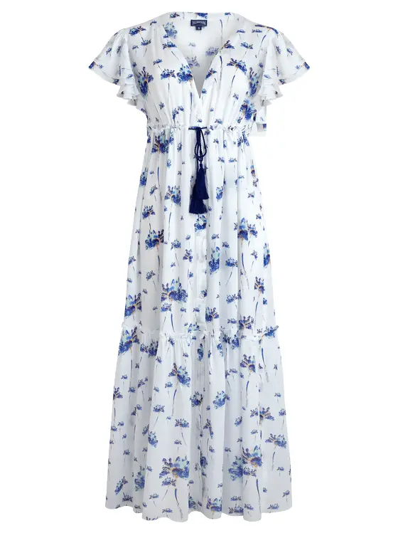 Vilebrequin Long Viscose Herbier Bilitis Dress - White