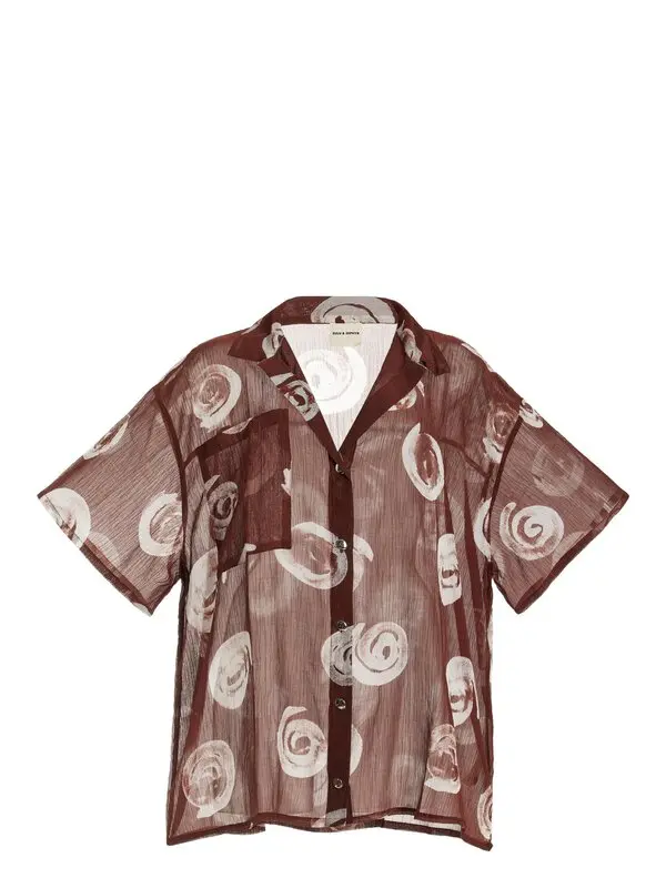 ZULU & ZEPHYR Sheer Textured Shirt - Brown