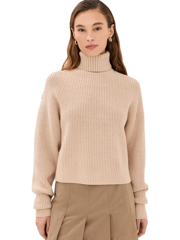 Good American Ribbed Turtleneck - Wheat002