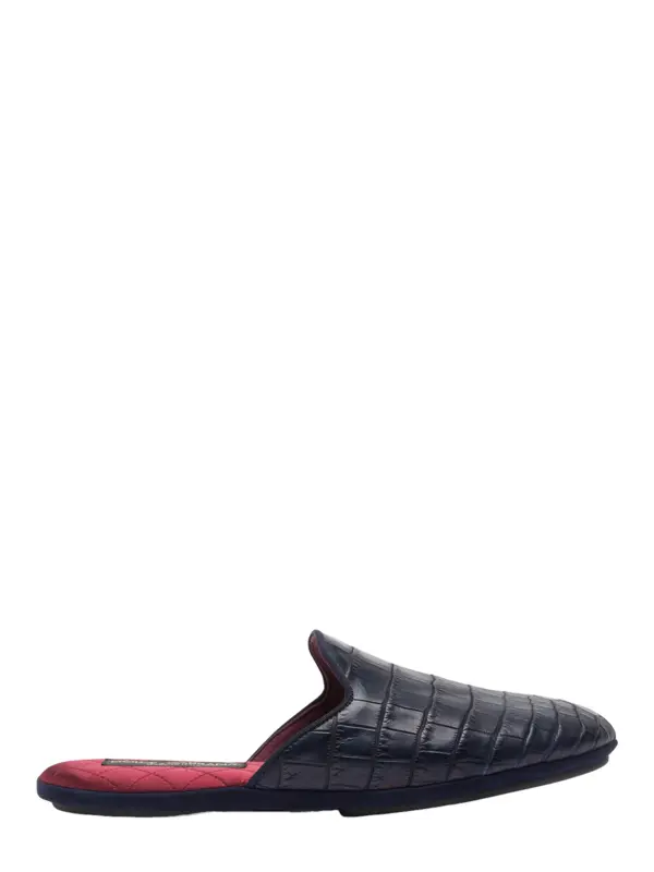 Dolce & Gabbana Silk And Crocodile Mules - Blue