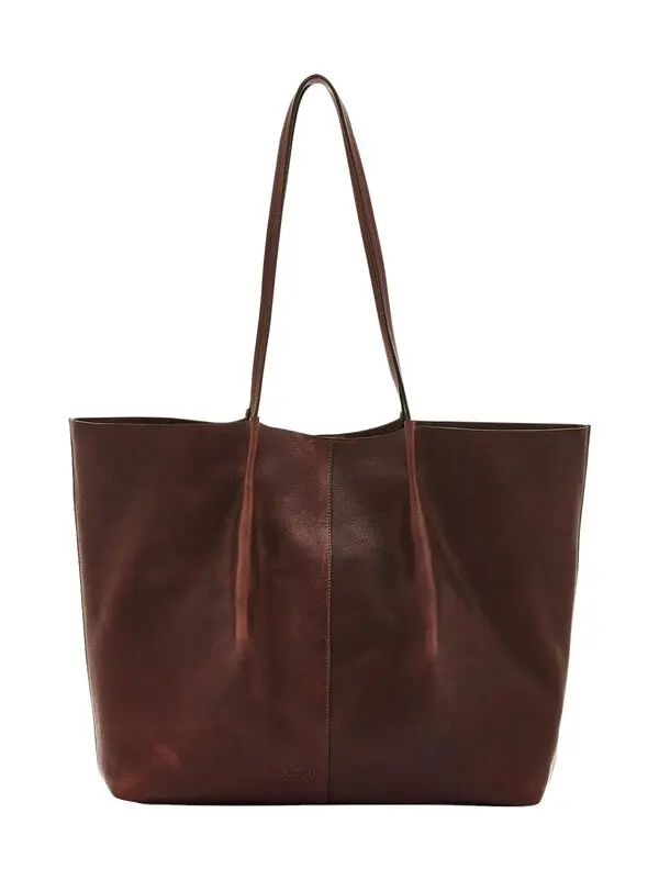 Il Bisonte Nina Pleated Leather Tote Bag - Caffe
