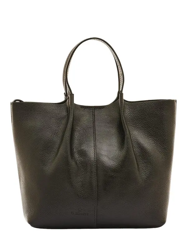 Il Bisonte Nina Small Pleated Leather Tote Bag - Black