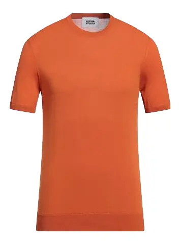 Alpha Studio Cotton Knit Sweater - Mandarin