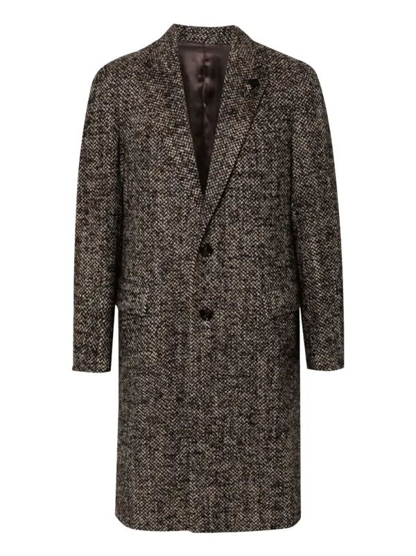 LARDINI Brooch-detail Coat - Brown