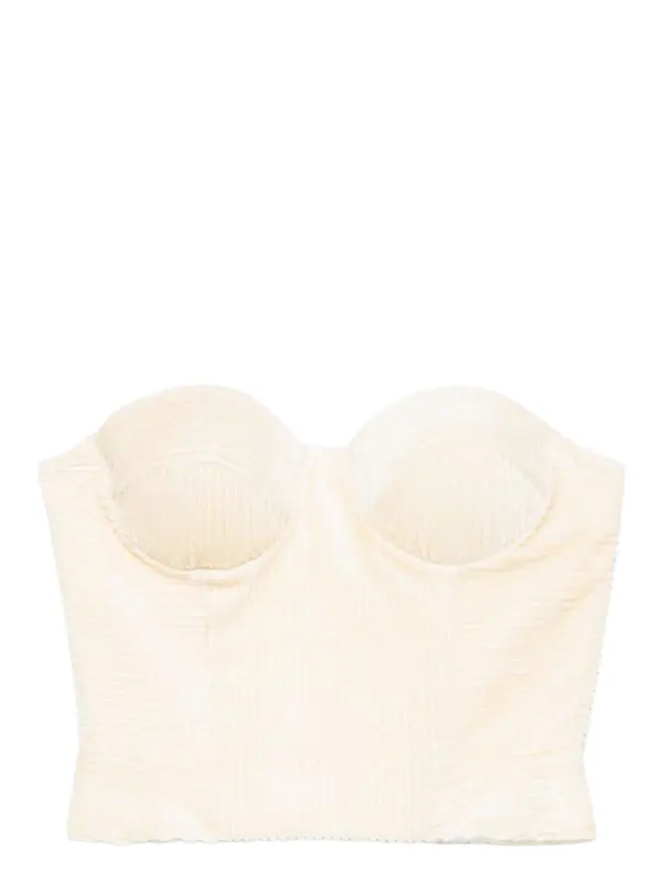 Ermanno Scervino Ribbed Velvet Bustier Top - Neutrals