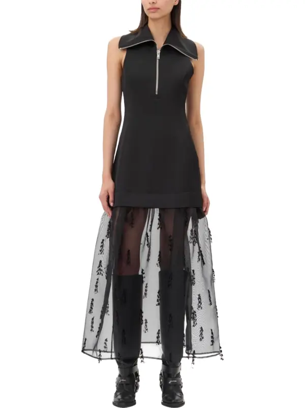 GANNI Layered-design Midi Dress - Black