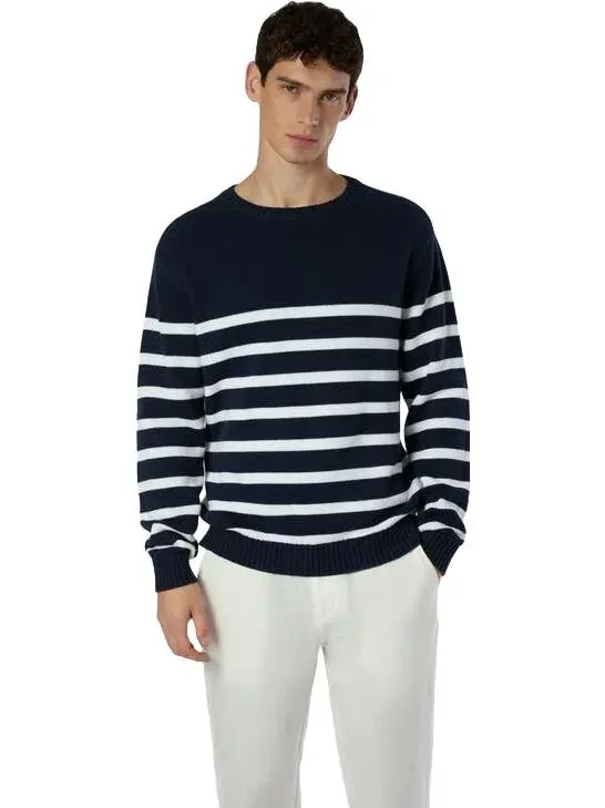 Onia Cotton Boatneck Sweater - Deep Navy/white