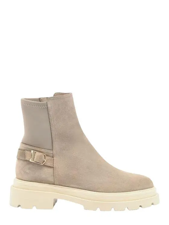 Santoni Suede And Neoprene Ankle Boots - Natural