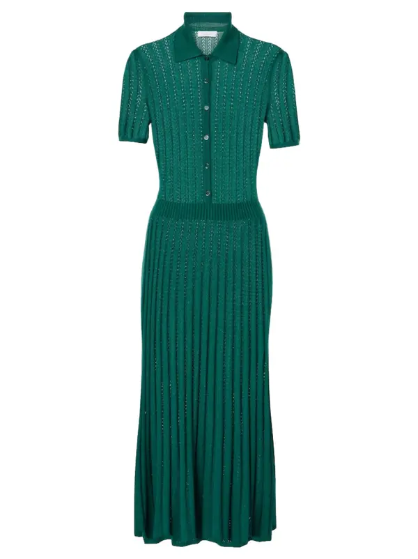 Gabriela Hearst Knitted Cashmere And Silk Shirt Dress - Green