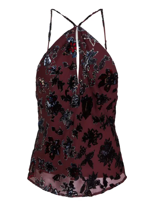 Rag & Bone Devoré-chiffon Top - Burgundy
