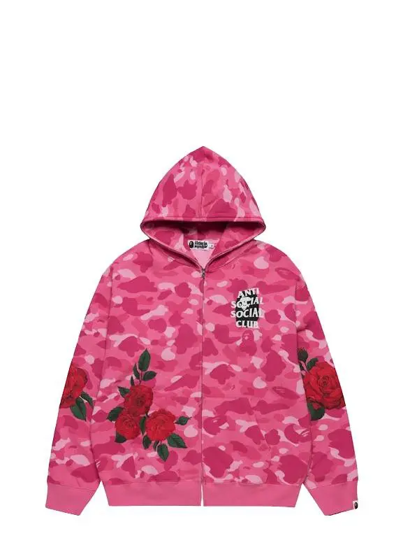 BAPE X Anti Social Club Full Zip Hoodie - Pink