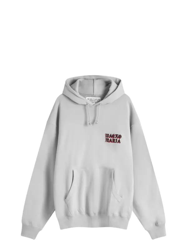 WACKO MARIA Embroidered Gothic Logo Hoodie - Grey