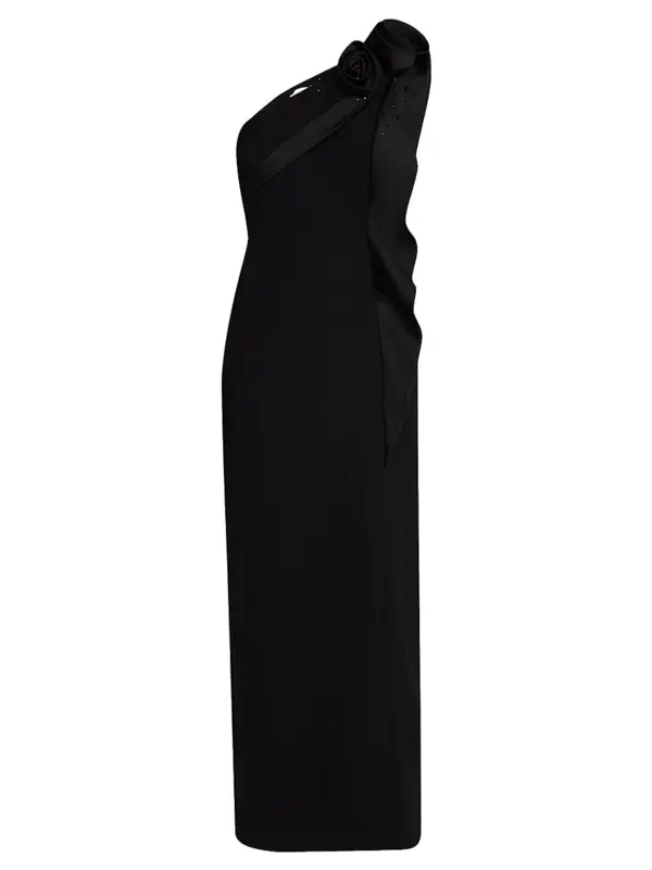 Rickie Freeman For Teri Jon One-shoulder Beaded Gown - Black
