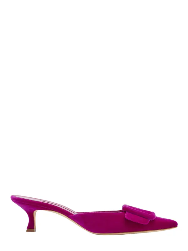 Manolo Blahnik Maysale Velvet Mule Pumps - Purple