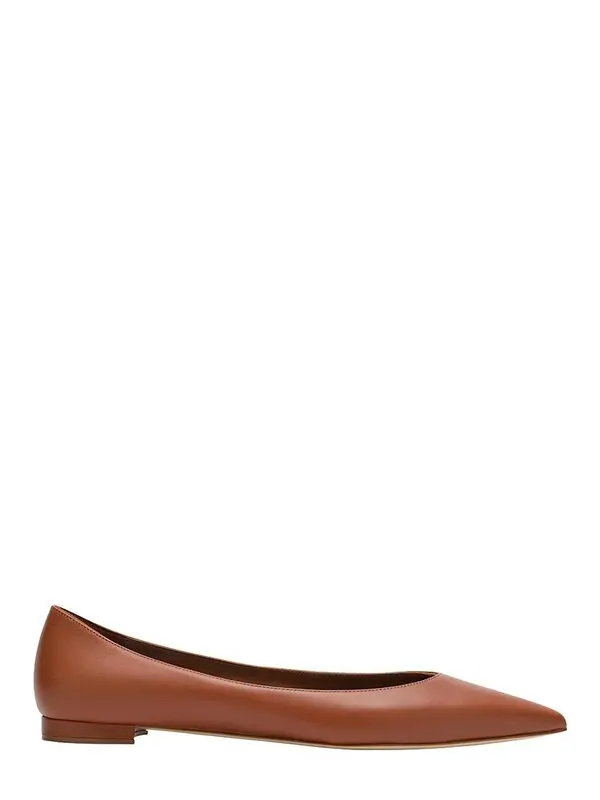 Manolo Blahnik Gala Lambskin Ballerina Flats - Brown