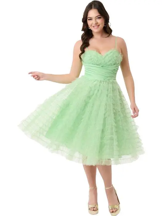 Unique Vintage Tulle Sweetheart Swing Dress - Mint Green
