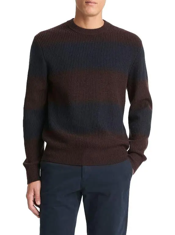 Vince Wool And Cashmere Crewneck Sweater - Oxblood/ Coastal
