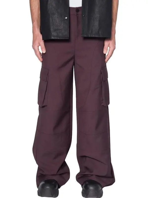 Mnml Baggy Cargo Pants - Burgundy
