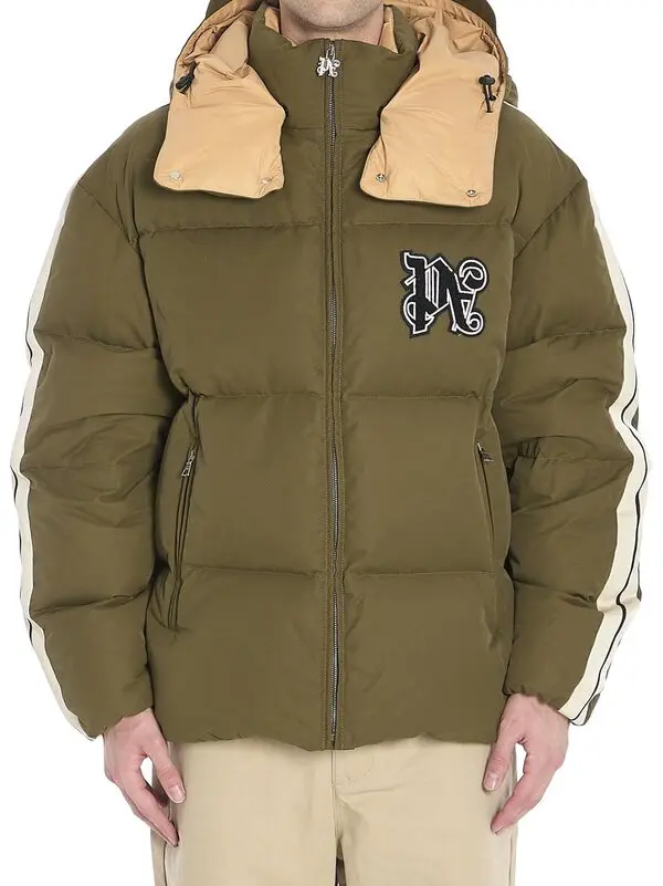 Palm Angels Track Monogram Puffer Jacket - Green