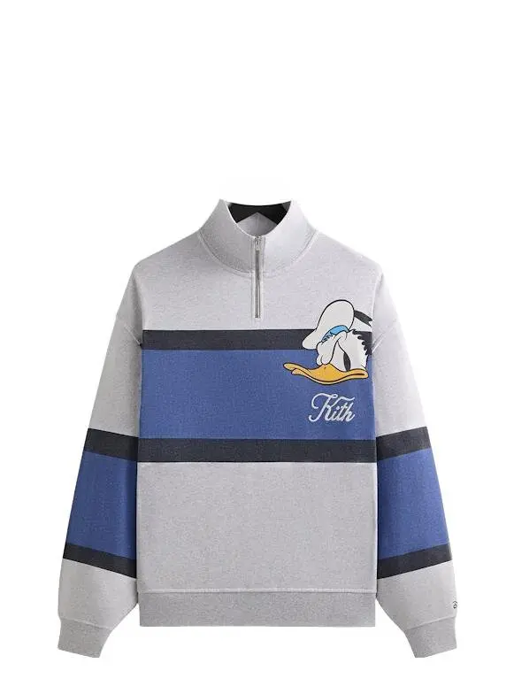Kith Disney Donald Duck Quarter Zip Fleece Wyona Sweatshirt - Light Heather Grey