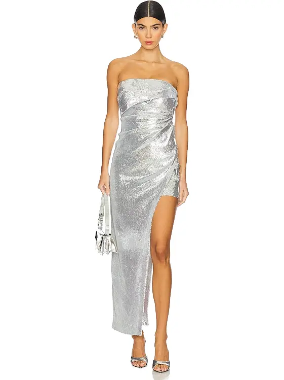 MARRKNULL Drop Maxi Dress - Silver